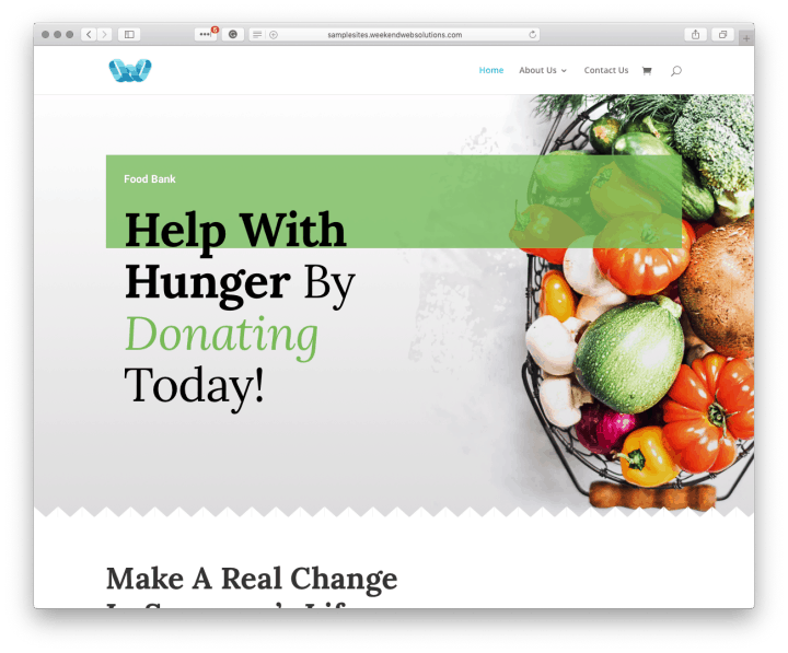 Food Bank Sample Website - Weekend Web Solutions